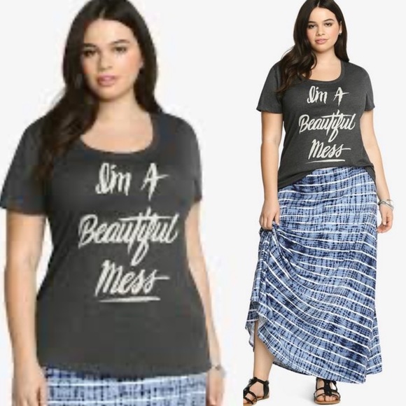 torrid | Tops | Torrid Im A Beautiful Mess Grey Tshirt Tee X Xl | Poshmark